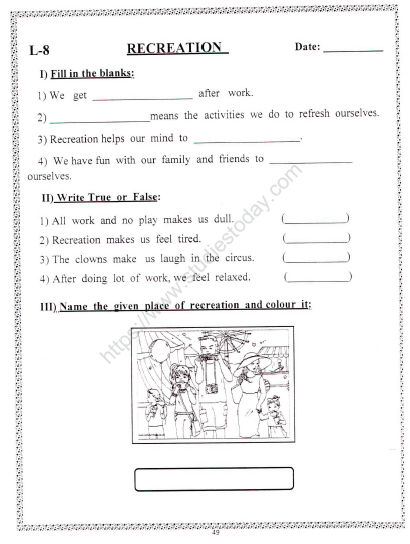 CBSE Class 2 EVS Practice Recreation Worksheet